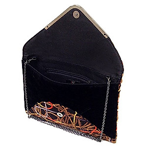 Multicolor Mixed Fabric Bohemian Style Envelope Clutch, Brown