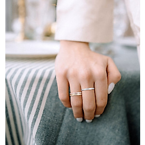 TIGRADE 2mm Women Titanium Eternity Ring Half Cubic Zirconia Anniversary Wedding Engagement Band (silver, 5)