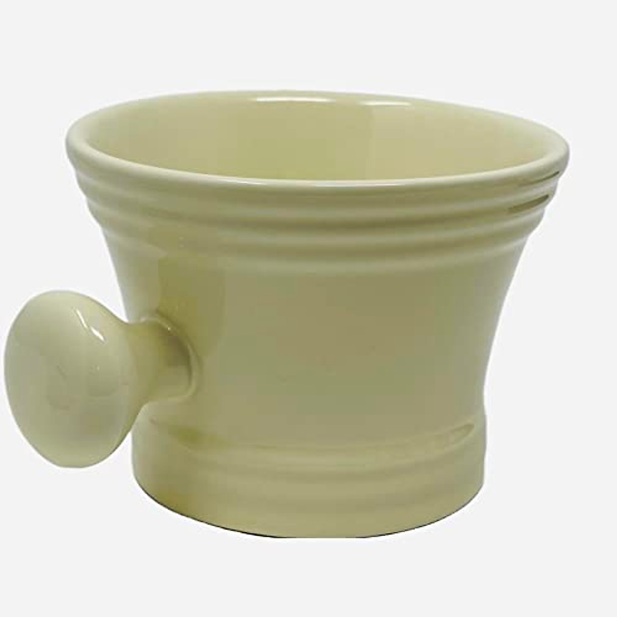 G.B.S Heavy Duty Ceramic Ivory Shaving Mug with Knob Handle and Natural Soap