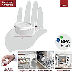 Condiment Cups Containers with Lids- 8 pk. 1.3 oz.Salad Dressing Container to go Small Food Storage Containers with Lids- Sauce Cups Leak proof Reusable Plastic BPA free for Lunch Box Picnic Travel