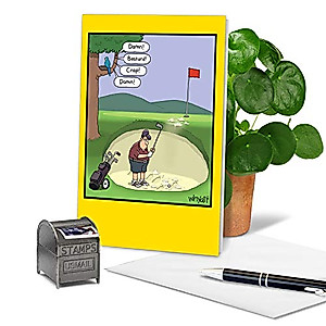 NobleWorks - 1 Hilarious Cartoon Birthday Card with Envelope - Funny Cartoons, Bday Congrats Greeting - Golf Bunker C3675BDG