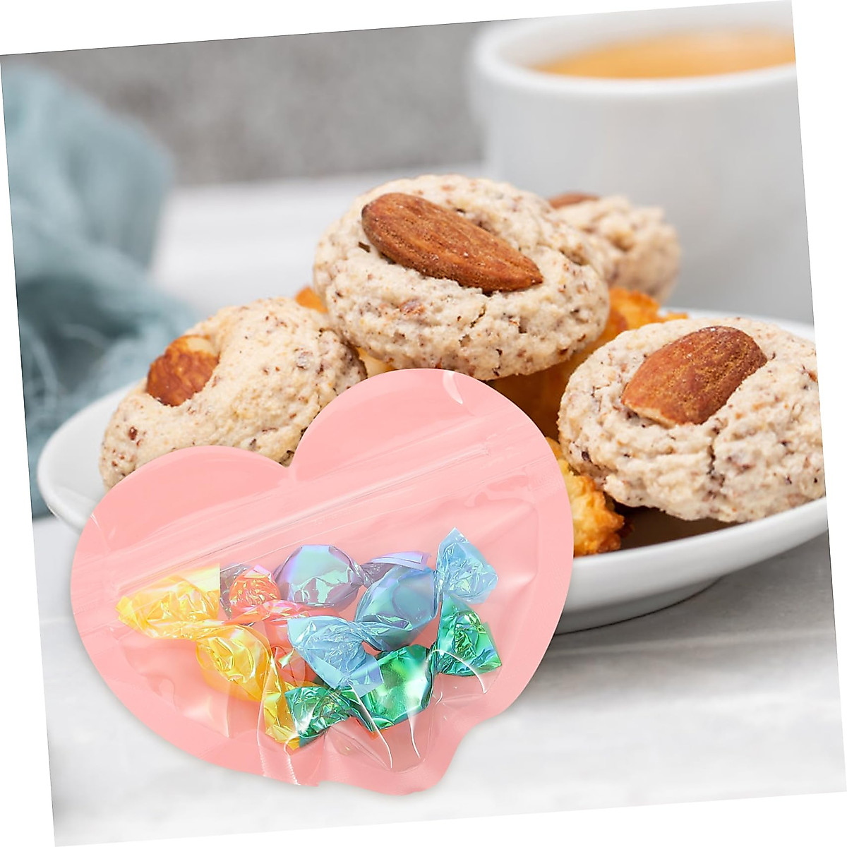 50 Pcs Heart Shaped Heart Shaped Bags Valentine Bag Heart Food Self Sealing Bags Heart Self Sealing Bags for Trinket Small Heart Shape Self Sealing Bags