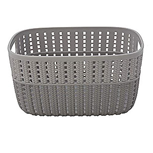 Simplify 2 Tone Sailor Knot Storage Tote | Decorative Basket | Closet Organization | De-clutter | Accessories | Toys | Bathroom Organization | Small | Grey/Grey