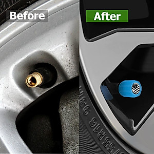 12PCS Fluorescent Car Tire Valve Caps, Luminous Tire Air Caps Cover, Vehicle Tire Pressure Caps, Illuminated Auto Car Wheel Valve Stem, Universal for Car, SUV, Motorcycle, Truck, Bike (Blue/Black)