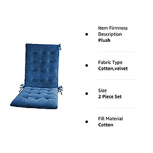 ELFJOY Solid Color Cozy Sanding Fabric Rocking Chair Cushions -Rocker Chair Pad Set Navy
