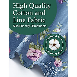 APRONNER Big Plus Size Aprons for Women with Pockets Cotton Linen Baking Kitchen Cooking Rose Flower