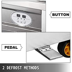 VEVOR Commercial Rolled Ice Cream Machine, 1350W Stir-Fried Yogurt Cream Maker, Ice Cream Roll Machine w/ 19.7-Inch Square Pan, 2 Defrost Methods (Button & Pedal), Perfect for Bars Cafes Dessert Shops
