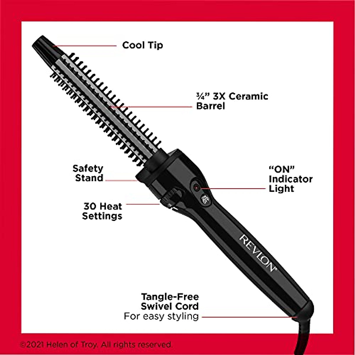 REVLON Perfect Heat Ceramic Curling Iron Brush, Black, 3/4"