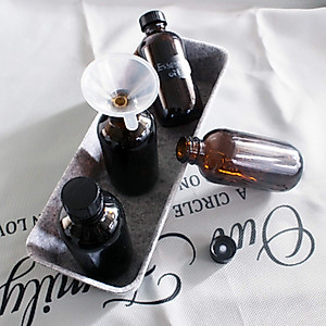 BPFY 12 Pack 4 oz Amber Boston Glass Bottle with Black Poly Cap, Funnel, Chalk Labels, Pen for Homemade Vanilla Extract, Essential Oils, Herbal Medicine, Wedding, Christmas, Holiday Gift (Amber)