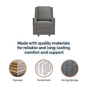 Baby Relax Paisley Rocker Recliner Chair, Pocket Coil Seating, Gray Linen