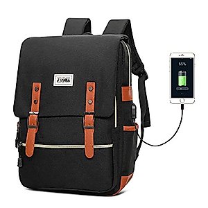 JOYHILL Vintage Laptop Backpack for Men Women, Unisex Fashion School College Rucksack, Travel Backpack Fits 15.6 Inch Laptop