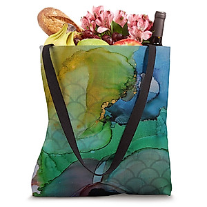 Modern Art Alcohol Ink Painting - Distressed Mermaid Pattern Tote Bag