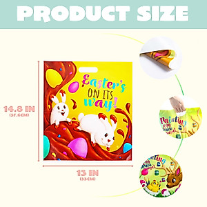 JOYIN 48 Pcs Easter Gift PE Bags 11.8" x 11.8", Egg Shaped PE Easter Gift Goodie Bags Party Treat Bags for Easter Egg Hunt, Easter Kids Party Favor Supplies
