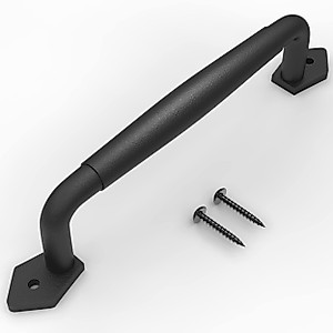 VivaLight 10 Inch Round Rustic Barn Door Handle - Black Steel Pull for Sliding Doors, Gates, Garages, Sheds, Fences, Closets, Pantries - Indoor and Outdoor Use - Easy Install