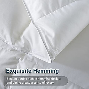 WhatsBedding Feather Down Comforter California King- All Season Luxurious Hotel Collection Bed Comforter - 100% Cotton Cover Medium Warmth Duvet Insert with Corner Tabs - 104x96 Inch