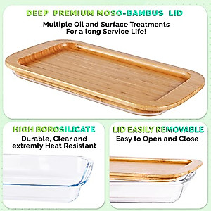 Grünhirsch Glass Food Storage Containers with Bamboo Lids - (2 Pack, 54 Oz) Beautiful Stackable Wooden Lids Eco-Friendly Airtight Meal Prep | BPA-Free