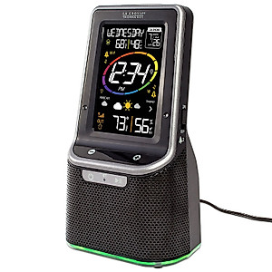 La Crosse Technology S87078 Color Wireless Weather Station with Bluetooth Speaker & USB Port , Black