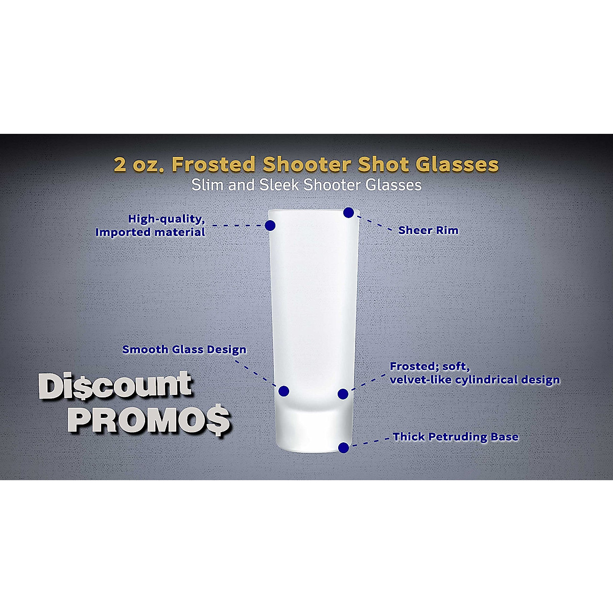 DISCOUNT PROMOS 10 Frosted Shooter Shot Glasses Set, 2 oz. - Barware, Velvet - Frosted
