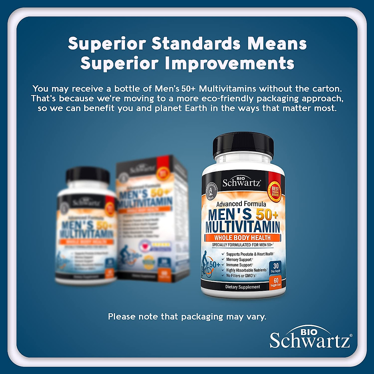 Once Daily Multivitamin for Men 50 and Over - Supplement for Heart Health Support - with Zinc, A, B, C, D3, E Vitamins - for Memory & Brain Health Support - Designed for Whole Body Health - 60 Count