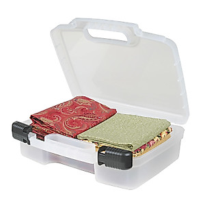 ArtBin 6977AB 12 inch Quick View Deep Base Carrying Case, Portable Art & Craft Organizer with Handle, [1] Plastic Storage Case, Translucent