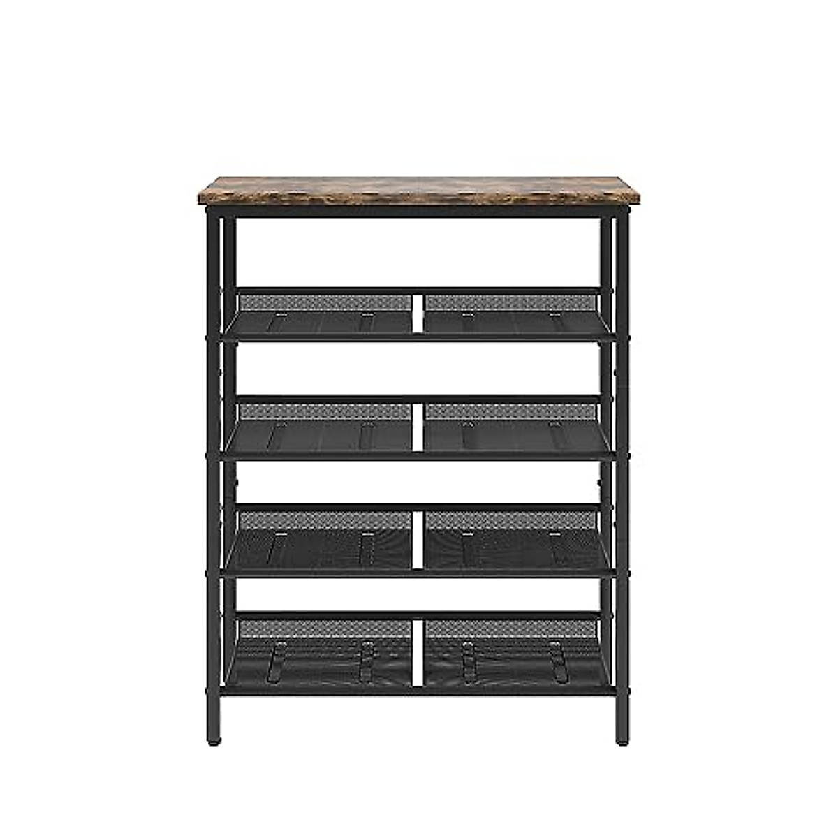 5 Tier Modern Metal Free Standing Shoe Storage Rack Shlef with Adjustable Feet, Hold up to 20 pair, for Entryway Hallway Small Spaces Men Women, Black