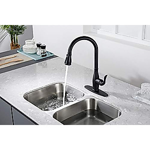 Touchless Kitchen Faucet with Pull Down Sprayer, Single Handle Motion Sensor Kitchen Faucet with 360-Degree Swivel, Matte Black Stainless Steel High Arc Kitchen Faucet with 3 Various Spray Functions