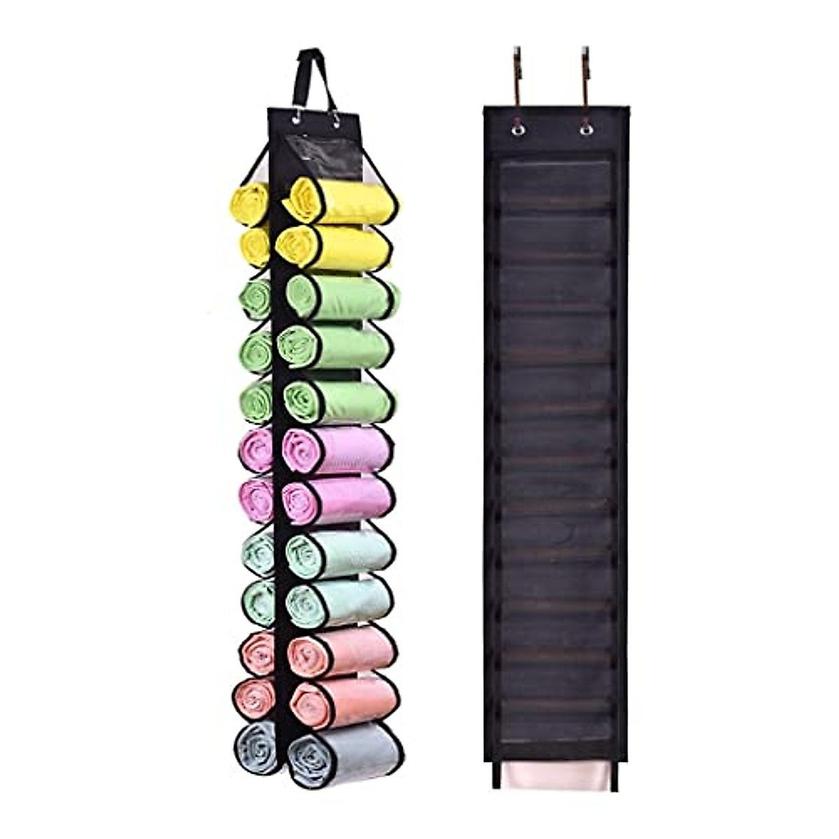CHBC Legging Storage Bag Storage Hanger Can Holds 24 Leggings or Shirts Jeans Compartment Storage Hanger, Foldable Leggings Organizer Clothes Portable Closets Roll Holder