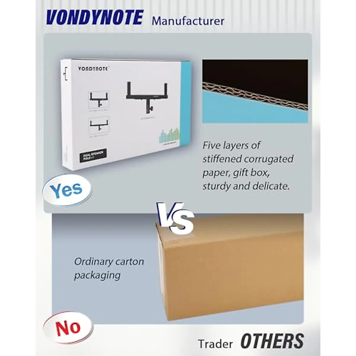 Vondynote Dual Speaker Mount Bar Mounting Fork Bracket Speaker Pole Width Adjustable, Single