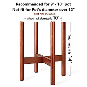 Mkono Plant Stand Mid Century Wood Flower Pot Holder (Plant Pot NOT Included) Modern Potted Stand Indoor Display Rack Rustic Decor, Up to 10 Inch Planter, Brown