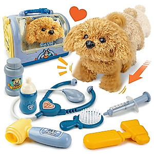 BELLOCHIDDO Veterinarian kit for Kids, Vet Play Sets for Kids with Interactive Electric Dog and Cage, Doctor Pretend Play Puppy Dog Toys for Boys Girls Toddlers Ages 2 3 4 5 6 7 Year Old