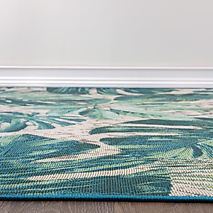 Rugshop Contemporary Tropical Floral Indoor/Outdoor Area Rug 6'6" x 9' Blue