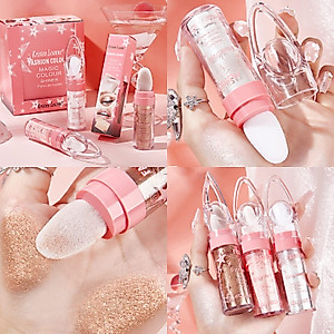 3 Pack Polvo De Hadas Fairy Highlight Patting Powder Body Brightens the Natural Three-dimensional Patting Powder Blusher (White Moonbeam+Pink+Golden Brown)