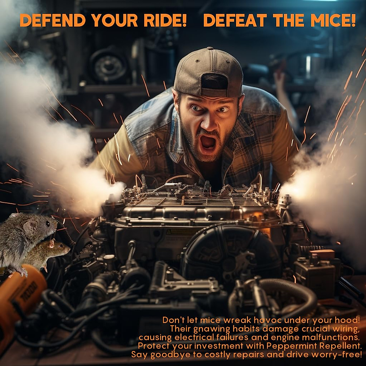 4 Pack Rodent Repellent, Peppermint Oil Evolute Formula for Rat and Mouse Use, Safe for Humans and Pets, Effective Repellent for Home, Car, Underhood, Garage, Indoor and Outdoor…