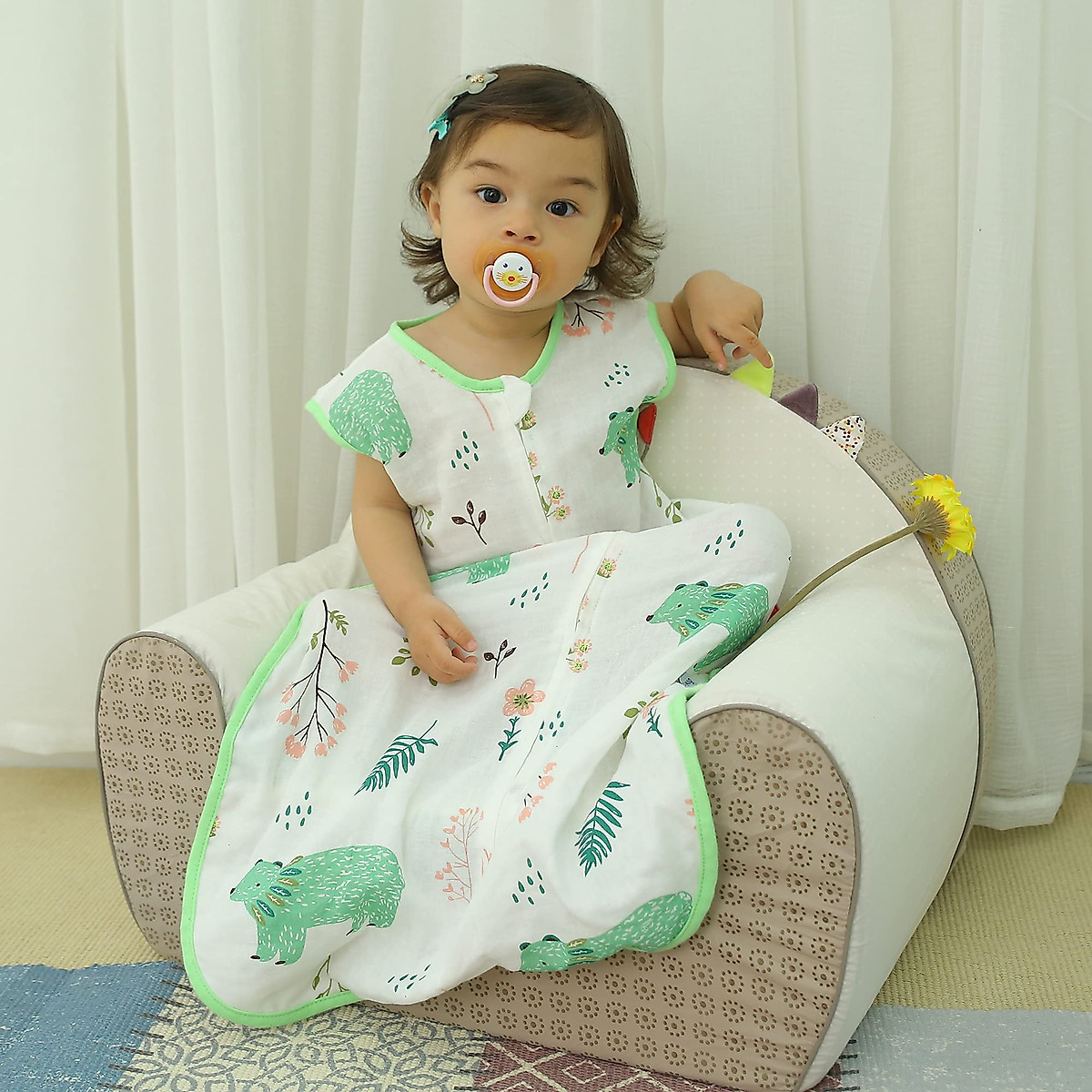 Toddler Sleeping Sack Muslin Cotton ( 3-5 Years) Lightweight 0.5 Tog Baby Sleeping Bag Infant Wearable Blanket XL (2-4 T) Summer Thin Sleeveless Kids Sleeper Large soft Breathable Sleep Suit Bag