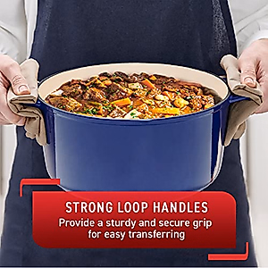 T-fal Enameled Cast Iron Round Dutch Oven with Lid, 6 quart, Blue