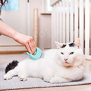 Leo's Paw The Original Pet Hair Removal Massaging Shell Comb Soft Deshedding Brush Grooming and Shedding Matted Fur Remover Dematting tool for Long and Short Hair Cat Dog Puppy Bunny (Blue)