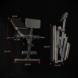 Weight Bench for Home Gym, Adjustable and Foldable Weight bench, Multi-purpose Workout Bench, Bench Press Sit up Incline Flat Decline all in 1, Stable Gym Bench for Full Body Exercise