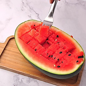2pcs 2 in 1 Watermelon Slicing Knife, 2023 New Watermelon Slicing Summer Watermelon Fruit Cutting Fork, Double Ended Stainless Steel Fruit Fork Slicing Knife for Party Gathering
