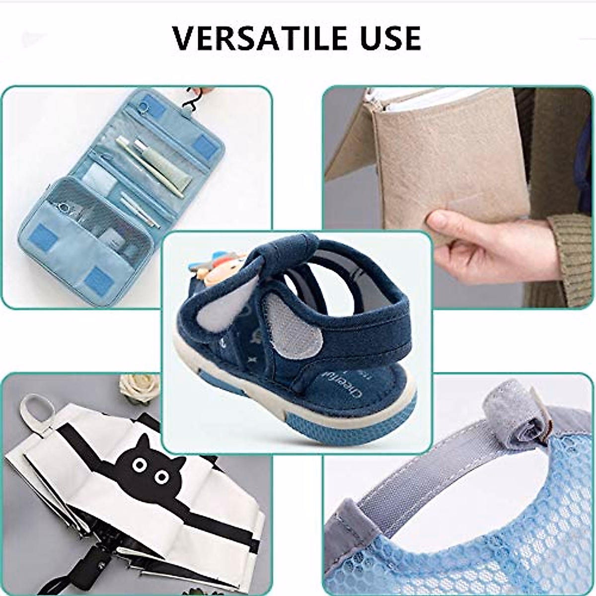 Sew on Hook and Loop Tape 3/4 Inch Width, Non-Adhesive Sticky Back, Sewing Fastening Tape Nylon Fabric Fastener Interlocking Tape Sewing Fasteners for Sewing DIY Crafts (White, 16.4FT)