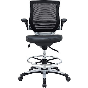 Modway Edge Drafting Chair - Reception Desk Chair - Flip-Up Arm Drafting Chair in Black