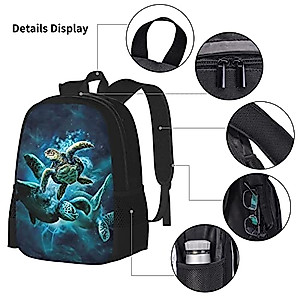 ICOMON Sea Turtle Patterned Backpack And Lunch Box Set For Boys And Girls School Two-Piece Picnic Travel Set