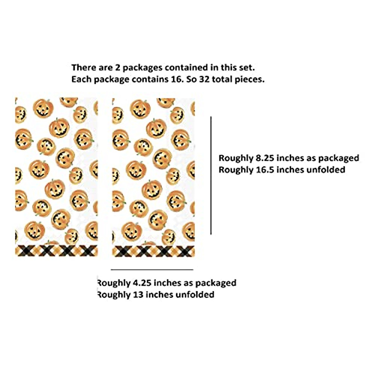 Halloween Hand Towels Sets: Quality Disposable Paper Towels Featuring Halloween Themes - 32 Total Halloween Guest Towels Per Set (Pumpkin Faces)