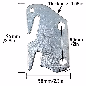 JJHXSM 2pcs Iron Bed Frame Hooks Wooden Bed Rail Hook Plates 3.8x2.3x0.08 Inches for Headboard Replacement Hanging Piece Bed Rail Hook Plate