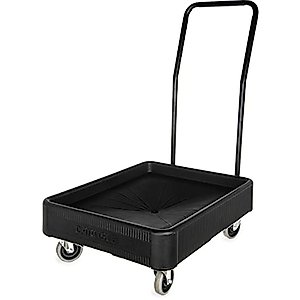 Carlisle FoodService Products XDL3000H03 Cateraide Polyethylene Dolly with Handle, 28-3/4" Length x 22-3/8" Width x 5" Depth, Black