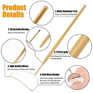 Upgraded Design Lash Mirror for Eyelash Extension Supplies, Large Half Moon Stainless Steel Eyelash Mirror, Dental Mirror for Lash Extensions, Light-weight Eyelash Extension Mirror for Supplies Lashes