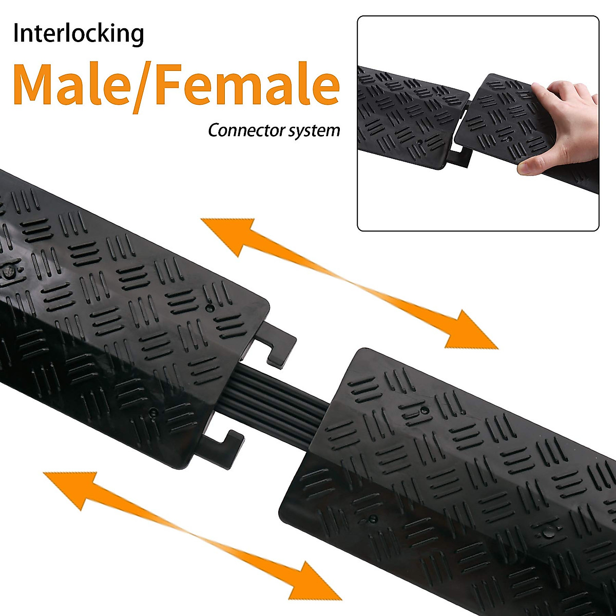 Anbotek - Small 1 Piece - Floor Cord Cover Cord Protector Drop Over Drop Trak Cable Ramp for Office Warehouse - Black