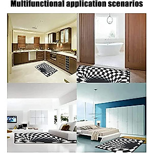YAOSH 3D Visual Optical Floor Mat Black White Plaid Round Rugs Vortex Optical Illusion Rug,Floor mat,Rubber mats for Floor,Floor mats for Home,Rubber Floor mats
