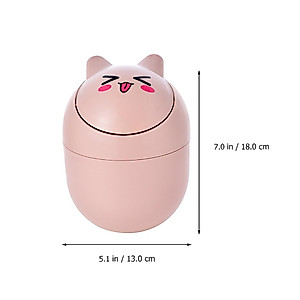 Luxshiny Desktop Trash Can with Lid Mini Waste Basket Cute Cat Dustbin Portable Garbage Bin Trash Household Cleaning Tools for Home Office Living Room Bathroom Kitchen
