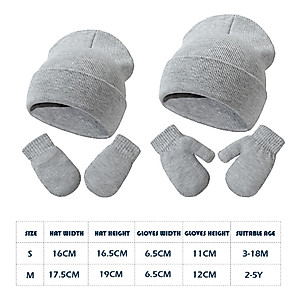 Baby Hats and Mittens Set Infant Toddler Beanie Caps Hospital Hat Set Newborn Gloves for Baby Boys Girls White/Pink/Purple S