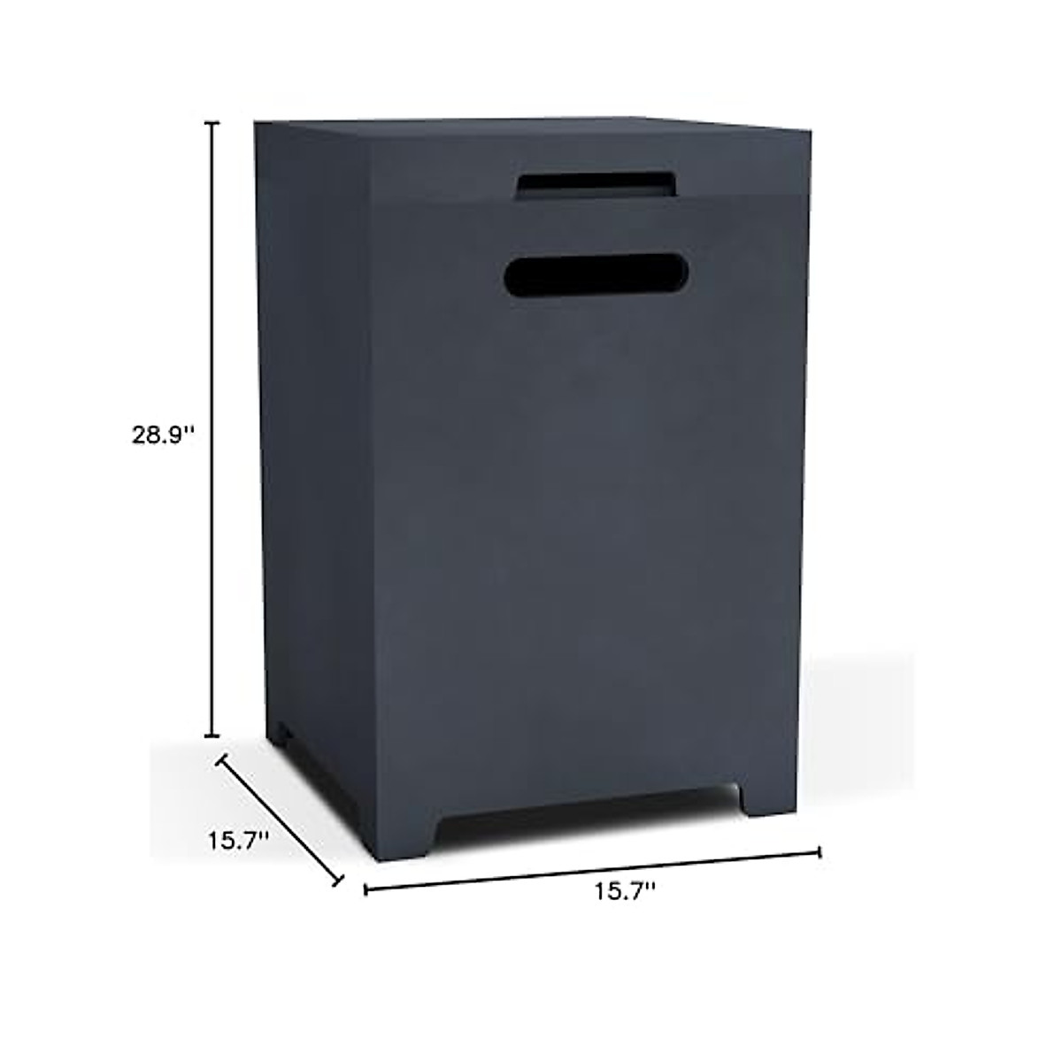 Kante 23.6" H Square Charcoal Eco-Friendly Concrete/Metal Outdoor Patio Backyard UV and Weather Resistant Modern Propane Tank Cover Storage Box for Gas Fire Pit, Hideaway Side Table,RMFP-T01-60121